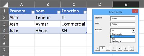 Modélisation Des Liaisons Entre Userform Et Table De Données Excel
