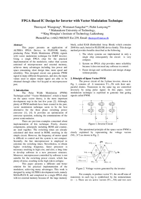 Pdf Fpga Based Ic Design For Inverter With Vector Modulation Technique