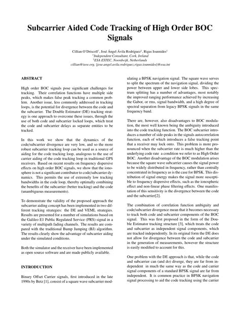 Pdf Subcarrier Aided Code Tracking Of High Order Boc Signals
