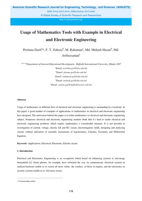 Pdf Usage Of Mathematics Tools With Example In Electrical And