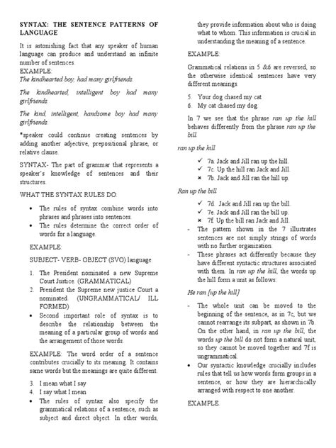 Syntax Reviewer Pdf Phrase Lexical Semantics