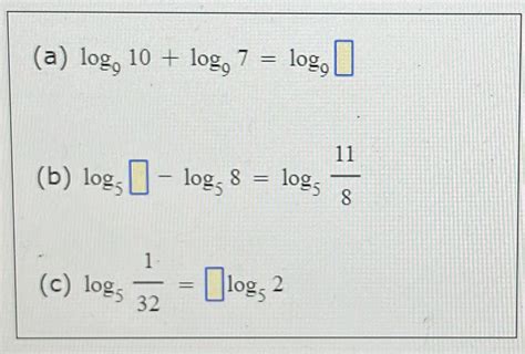 Solved A Log 10 Log 7 Log 11 B Log Log 8 Chegg Com