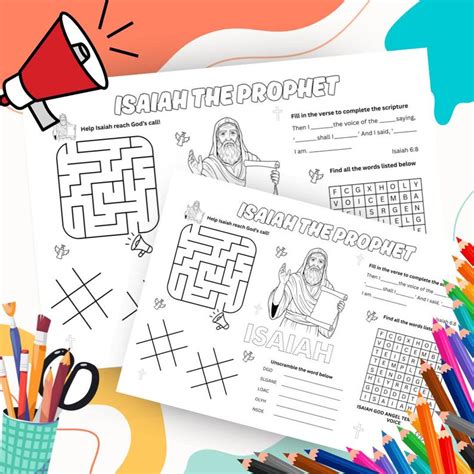 Isaiah The Prophet Bible Activity Sheet Bible Story Lesson Sunday
