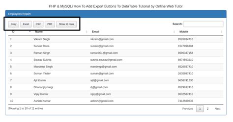 Php And Mysqli How To Add Export Buttons To Datatable Tutorial