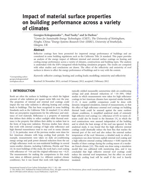 Pdf Impact Of Material Surface Properties On Building Performance