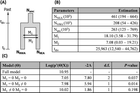 Demographic And Divergence Parameters Estimated Under Isolation With