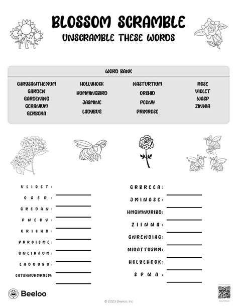 Flower Themed Word Scrambles • Beeloo Printable Crafts And Activities