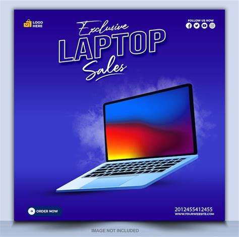 Premium Psd Laptop Or Computer Promotional Social Media Poster