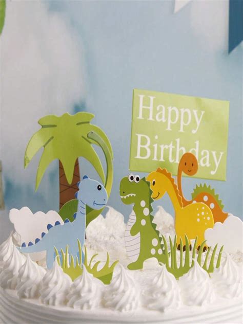 Dinosaur Birthday Cake Topper Jurassic Theme Party Decor Dinosaur