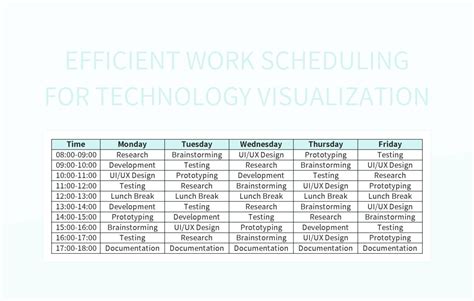 Efficient Work Scheduling For Technology Visualization Excel Template