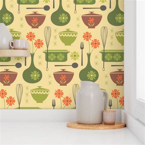 Pyrex Kitchen Wallpaper Spoonflower Kitchen Wallpaper Wallpaper