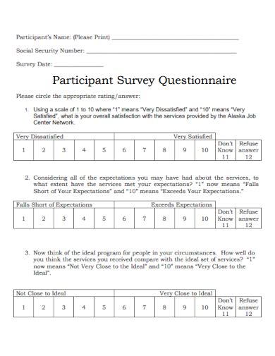 free 35 participant questionnaire samples in pdf ms word