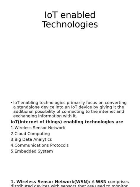 Iot Enabled Technologies Pdf Cloud Computing Wireless Sensor Network