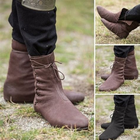 Mens Medieval Leather Shoe Middle Ages Ankle Boots Etsy