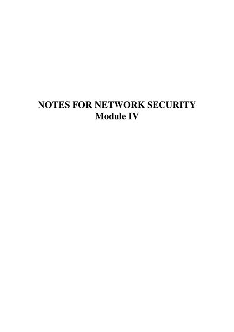 Notes For Network Security Module 4 Notes For Network Security Module Iv Principles Of