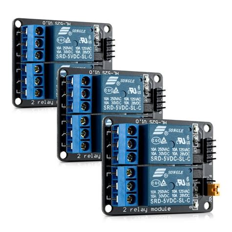 Kwmobile 3x 2 Kanal Relais Modul Mit 5v Für Arduino Elektro Adapter 5 00 Cm