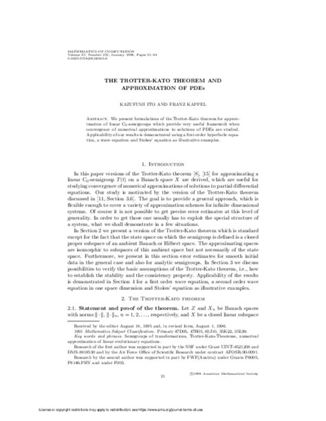 Pdf The Trotter Kato Theorem And Approximation Of Pdes