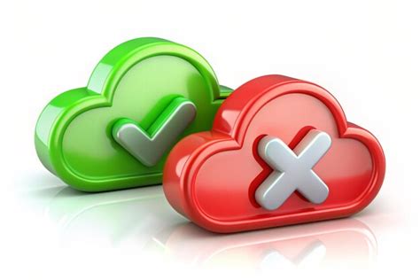 3d Set Of Cloud Computing Icon With Cross And Check Marks Correct And Incorrect Concept Data