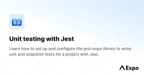 Unit Testing With Jest Expo Documentation