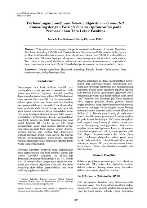 pdf perbandingan kombinasi genetic algorithm simulated annealing