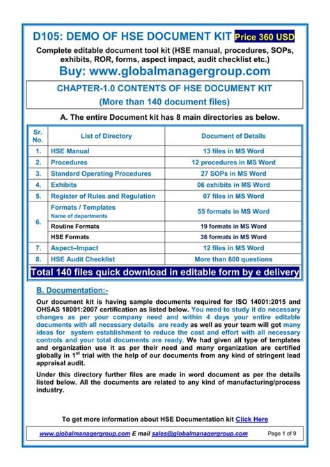 Integrated Hse Documentation Kit Pdf Business And Finance