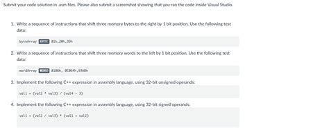 Solved Submit Your Code Solution In Asm Files Please Also