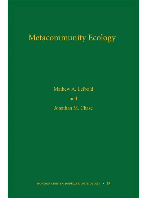 Metacommunity Ecology Nhbs Academic And Professional Books