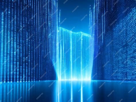 Premium Photo Blue Digital Binary Data Cascading Computer Screen