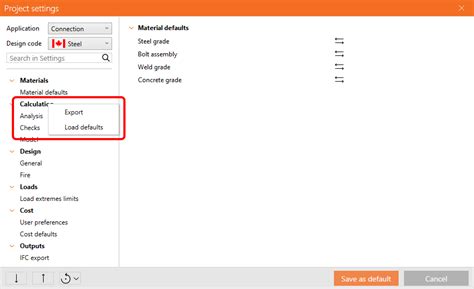 Project Settings Idea Statica