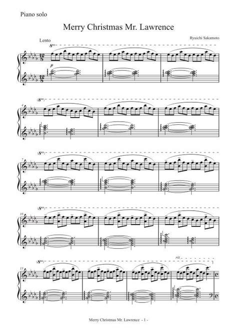 Merry Christmas Mr Lawrence Piano Sheet Ryuichi Sakamoto Piano Solo