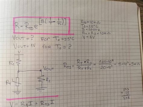 Calculate Voltage And Temperature For This Temperature Dependent Resistor