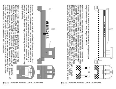 Waterloo Railroad Diesel Locomotive Black And White Decal Choose S