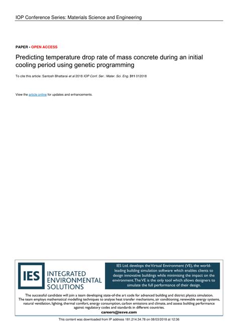 Pdf Predicting Temperature Drop Rate Of Mass Concrete During An