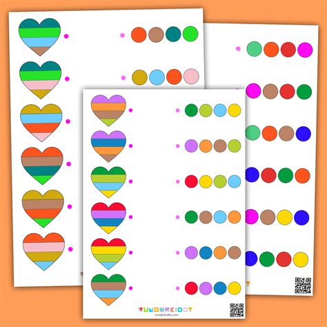 printable heart color code matching worksheet for preschool