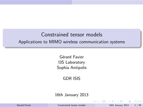 pdf constrained tensor models applications to mimo wireless