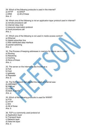 Internet MCQ Web Technology Questions And Answers PDF