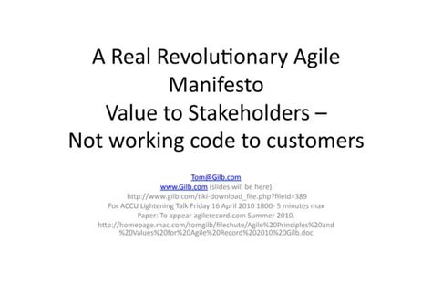 A New Revolutionary Agile Manifesto Value Not Code Pdf