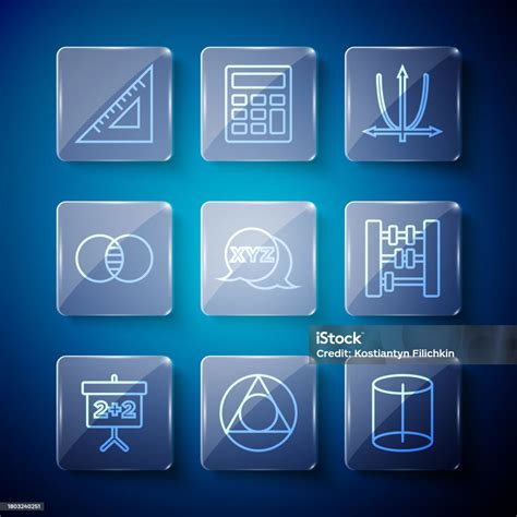 선 설정 칠판 삼각형 수학 기하학적 도형 그래프 일정 차트 다이어그램 Xyz 좌표계 수학 세트 A 및 B 삼각형 눈금자 및 주판 아이콘 벡터 0명에 대한 스톡 벡터 아트 및