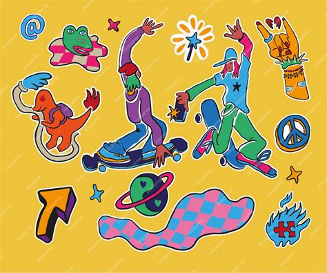 Premium Vector Set Of Teenage Youth Stickers In Vector Isolated Elements Design Decoration And