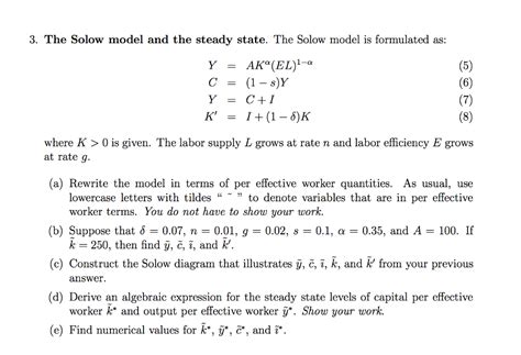 Solved The Solow Model And The Steady State The Solow Model
