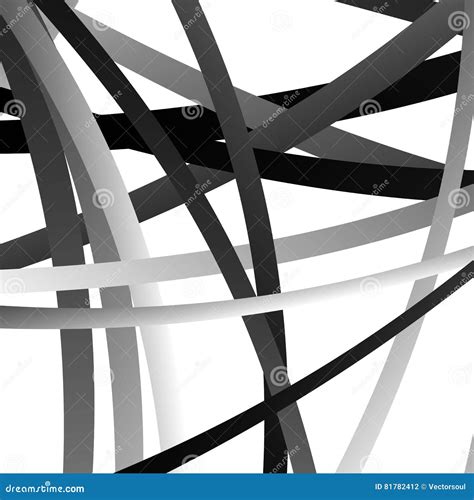 Overlapping Random Curved Lines Shapes Grayscale Geometric Pat Stock Vector Illustration Of