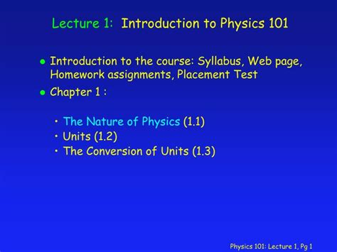 PPT Lecture 1 Introduction To Physics 101 PowerPoint Presentation Free Download ID 290478
