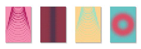 파티 커버 세트 멤피스 요소를 사용한 컬러 아트 2d 프레임의 미니멀리즘 브로셔 도트 플라이어 미니멀리스트 하프톤 템플릿입니다
