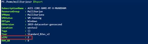 How Can I Get The Vcpu Numbers For An Azure Vm Using Cloud Shell