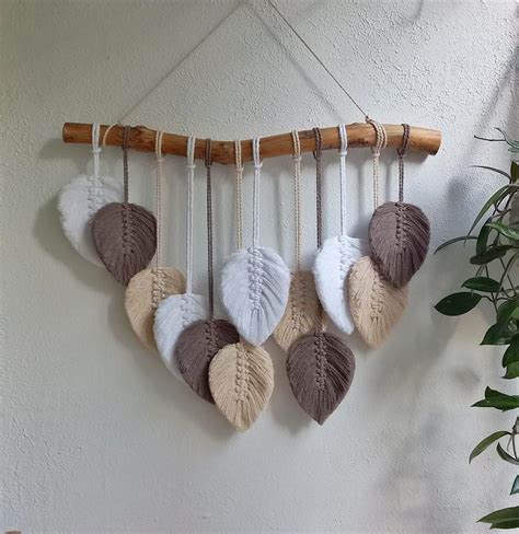 Панно листьев макраме перья макраме — цена 1400 грн в каталоге Панно