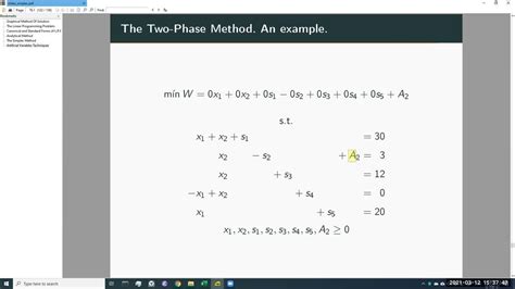 Simplex Algorithm Artificial Variables Two Phase Method With Excel