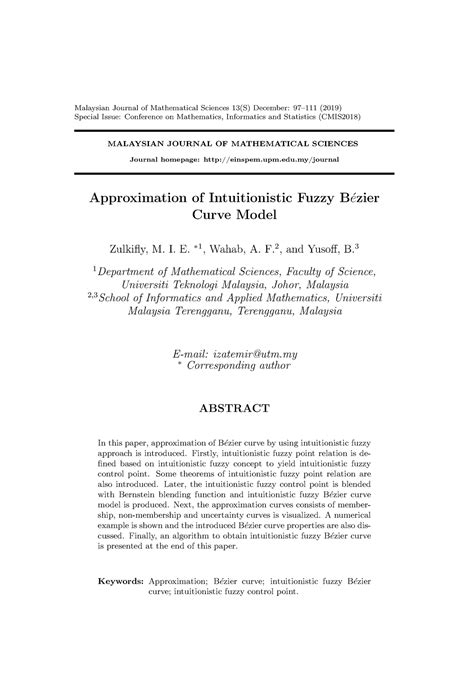 Approximation Of Intuitionistic Fuzzy Bezier Curve Model Malaysian