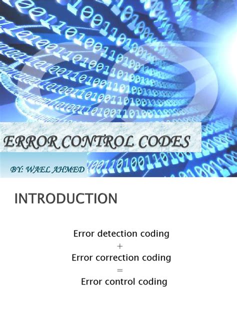 Error Control Codes Error Detection And Correction Forward Error