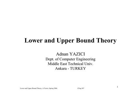 Pdf Lower And Upper Bound Theory Dokumentips