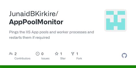 github junaidbkirkire apppoolmonitor pings the iis app pools and